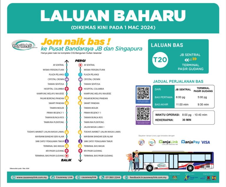 myBas T20 Route Poster (Current; March 2024) | Land Transport Guru
