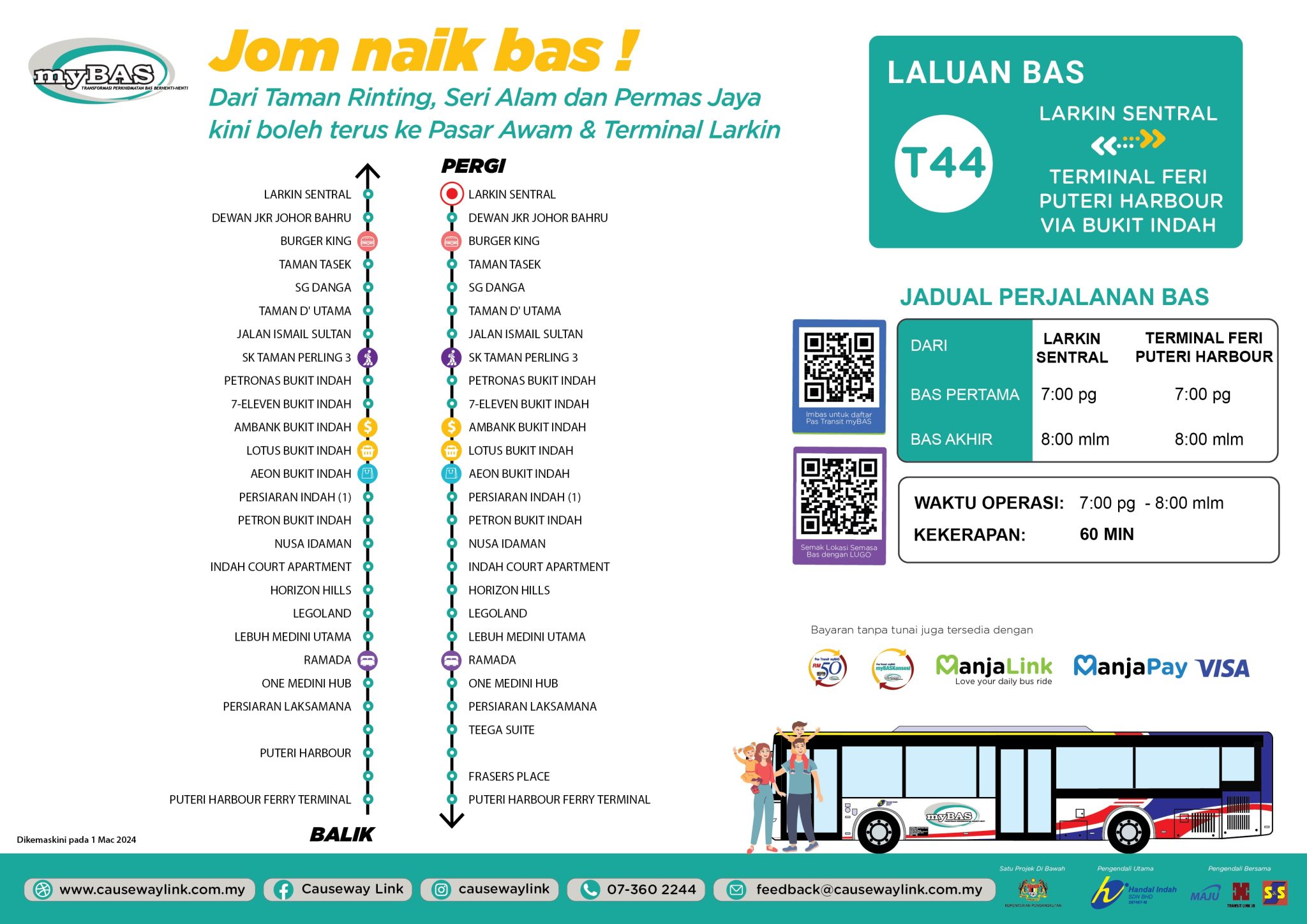 myBas T44 Route Poster (March 2024) | Land Transport Guru