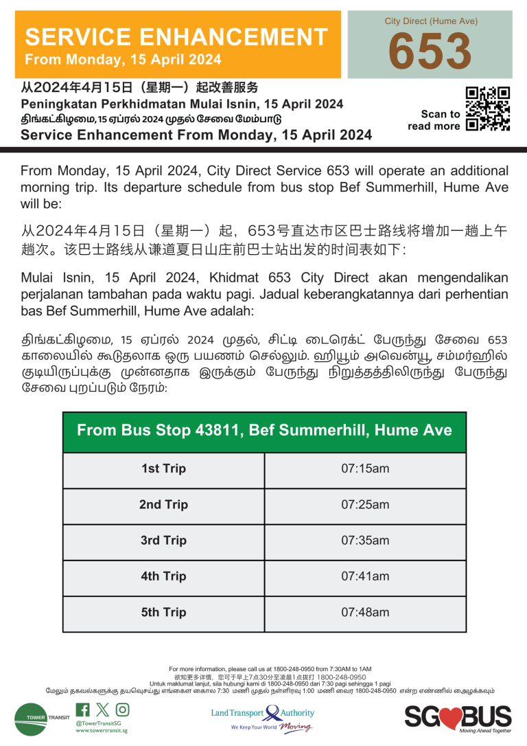 Tower Transit Poster for City Direct 653 Additional Morning Trip | Land ...