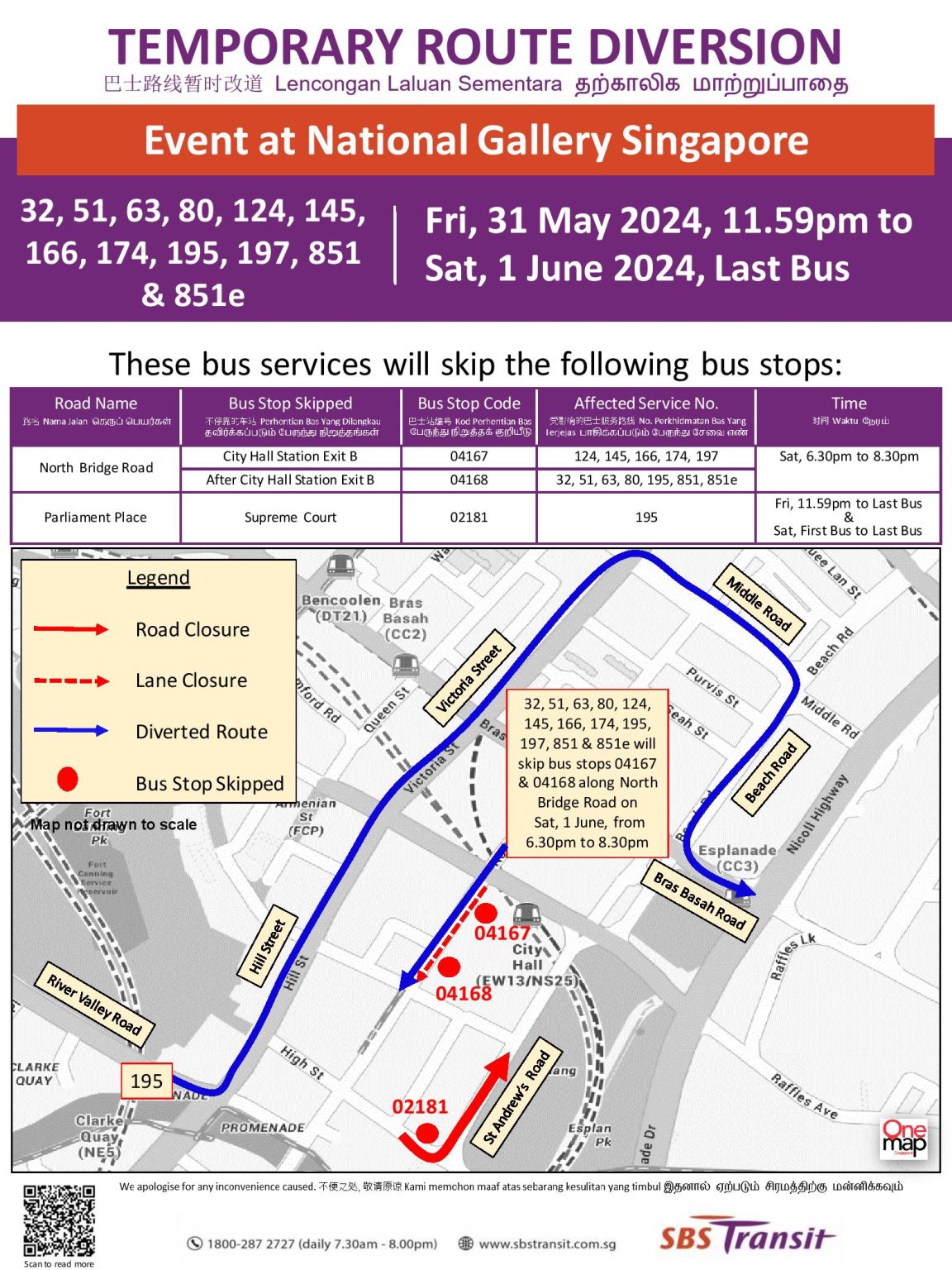 SBS Transit Temporary Route Diversion Poster for Event at National ...
