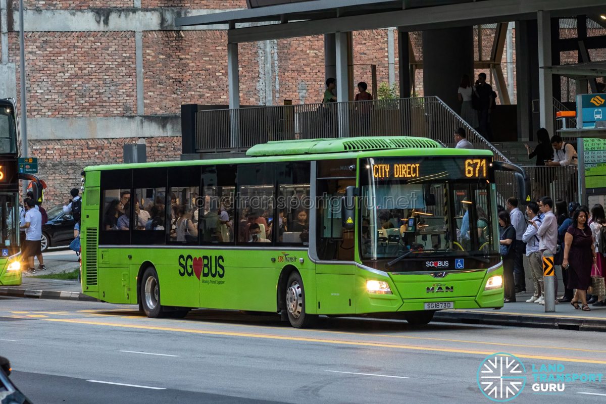 City Direct 671 – SBS Transit MAN A22 Euro 6 (SG1873D) | Land Transport ...