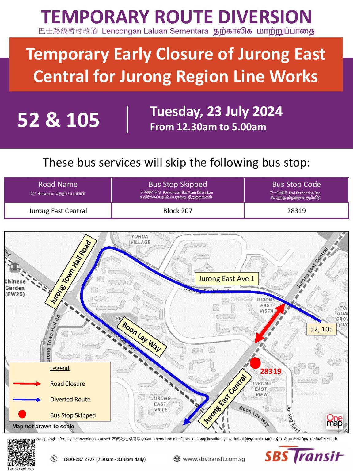 SBS Transit Temporary Route Diversion Poster for Temporary Early ...