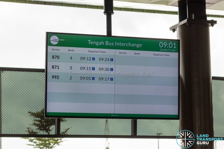 Tengah Bus Interchange – Departure Information | Land Transport Guru
