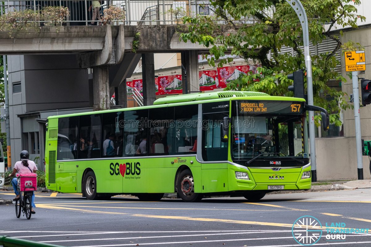 Bus 157 – SBS Transit MAN A22 Euro 6 (SG1791G) | Land Transport Guru