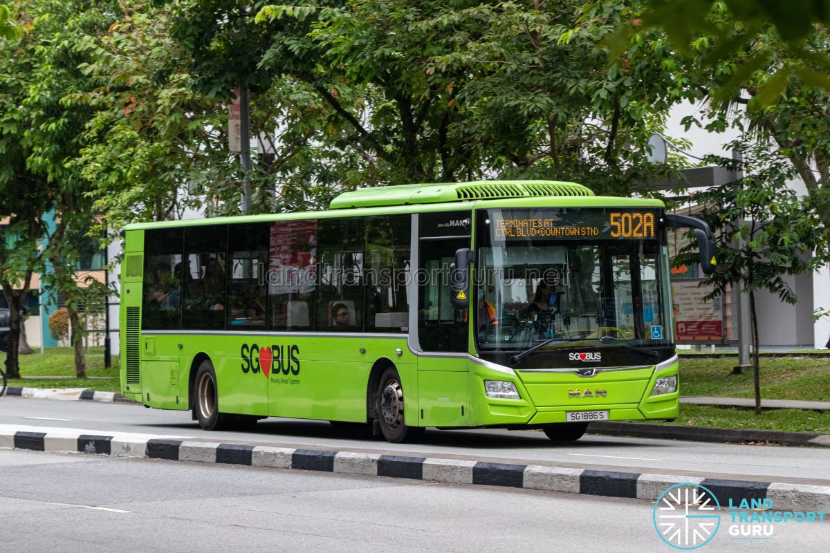 Bus 502A – SBS Transit MAN A22 Euro VI (SG1886S) | Land Transport Guru