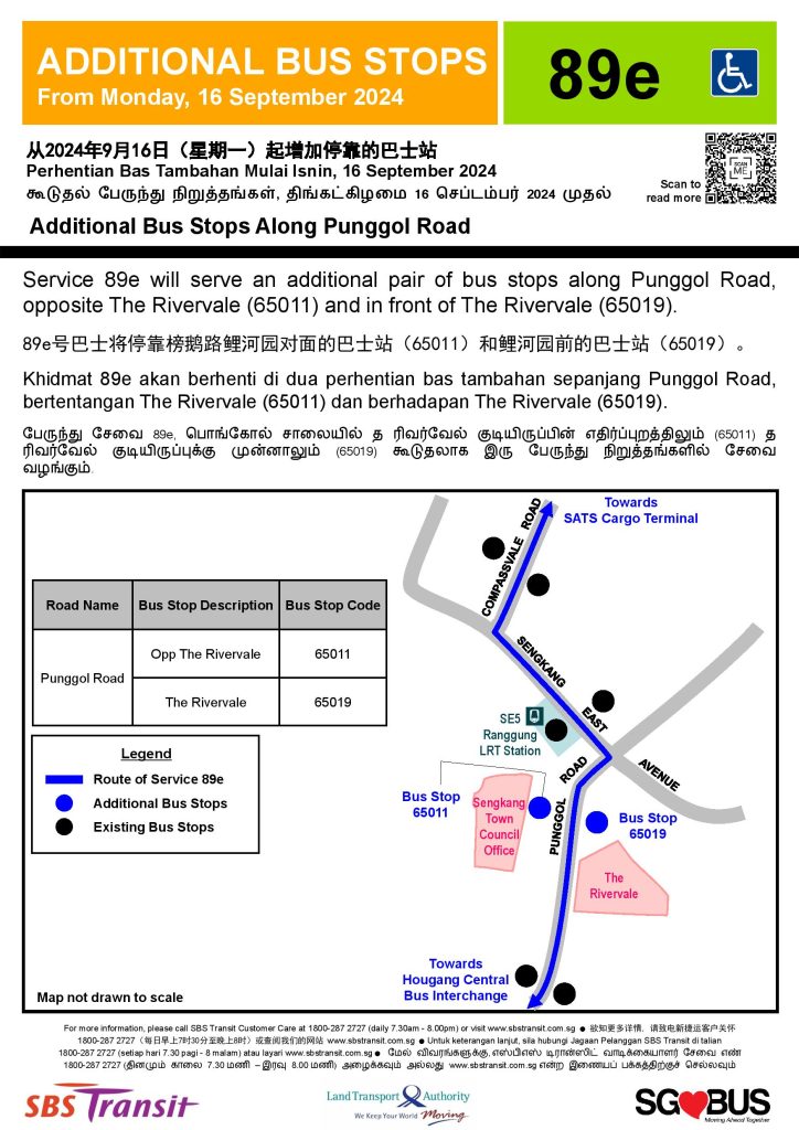 SBS Transit Additional Bus Stops Poster For Express 89e Sep 2024