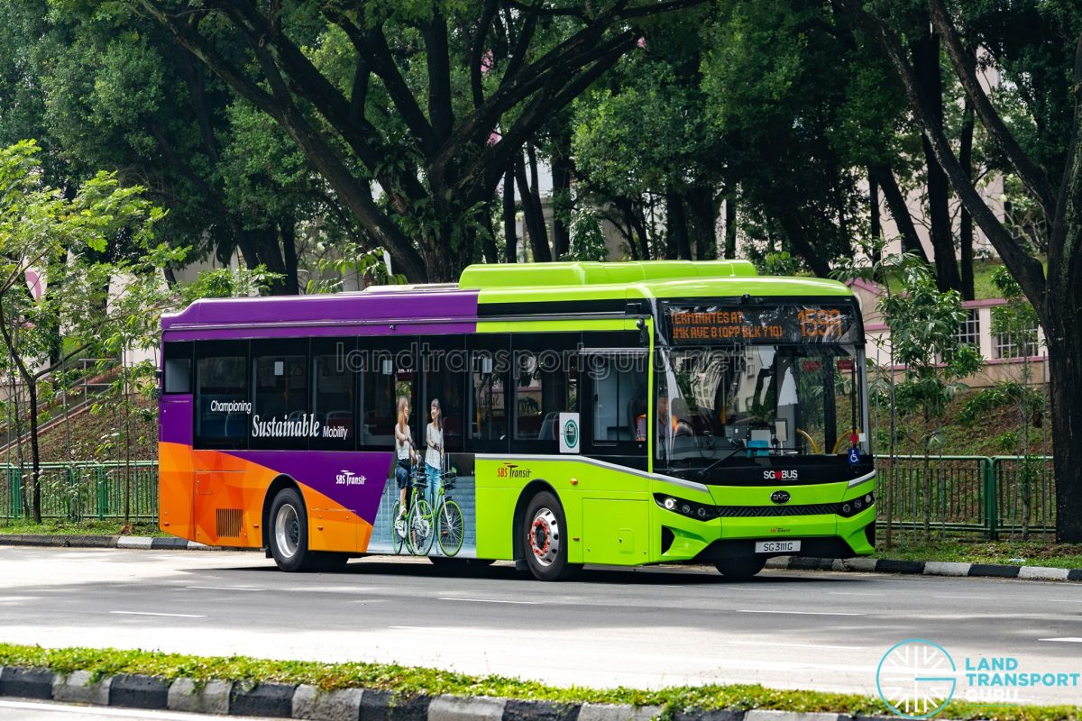 Bus 159A – SBS Transit BYD BC12A04 (SG3111G) | Land Transport Guru