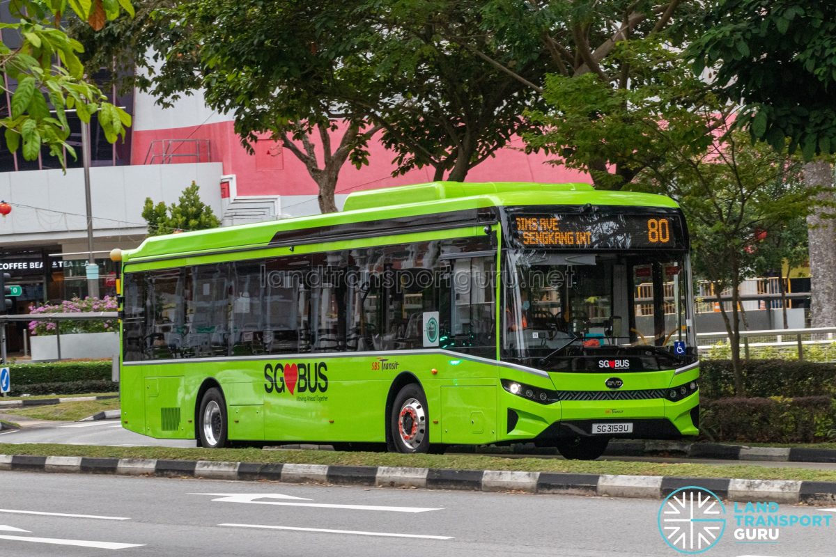 Bus 80 – SBS Transit BYD BC12A04 (SG3159U) | Land Transport Guru