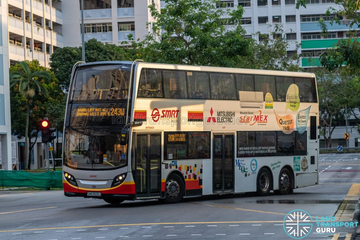 Bus 243W – SMRT Buses Alexander Dennis Enviro500 (SMB3600J) | Land ...