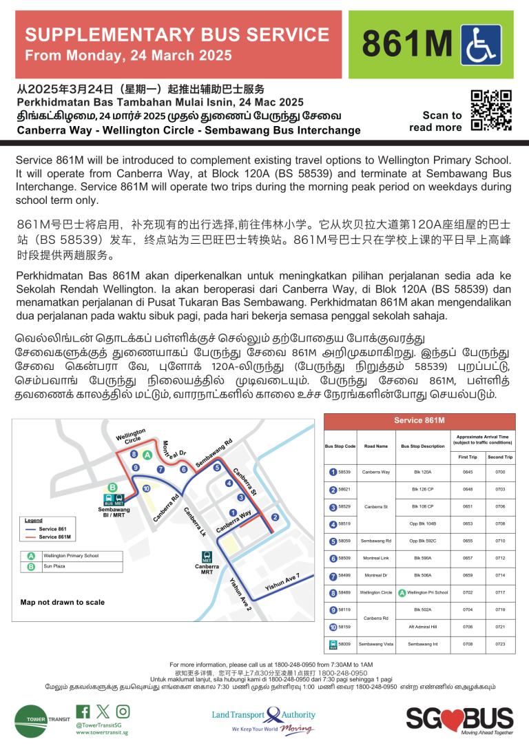 Tower Transit Poster for New Supplementary Bus Service 861M | Land ...