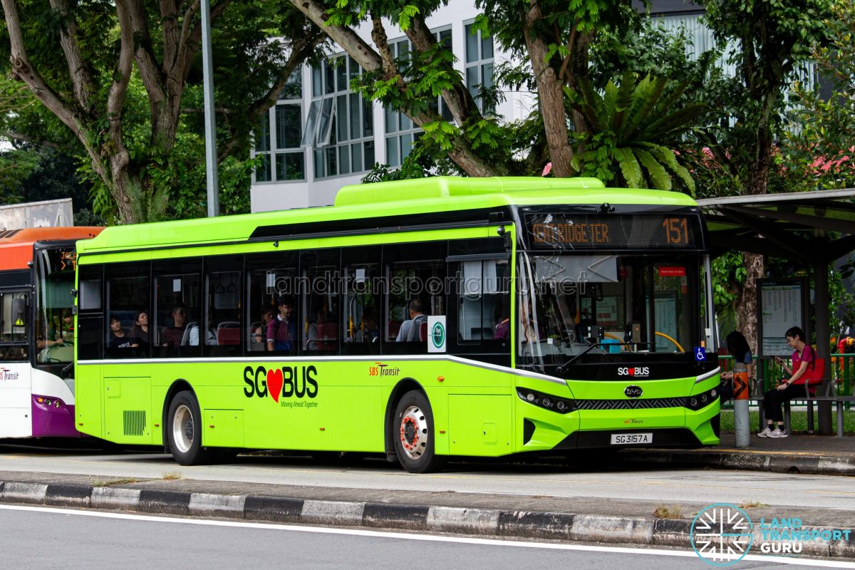 Bus 151 – SBS Transit BYD BC12A04 (SG3157A) | Land Transport Guru
