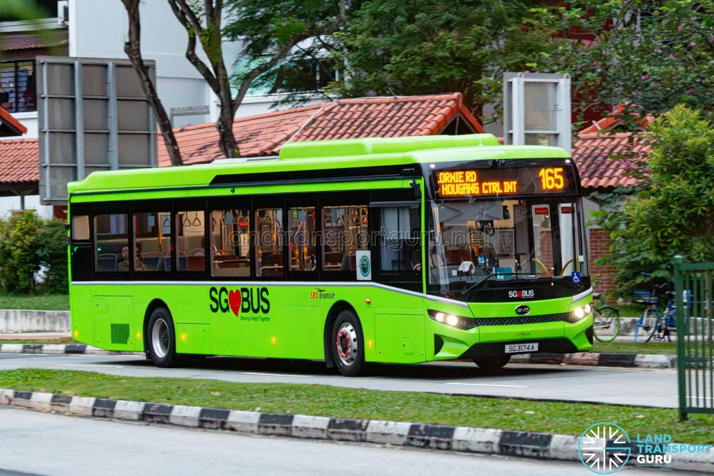 Bus 165 – SBS Transit BYD BC12A04 (SG3174A) | Land Transport Guru