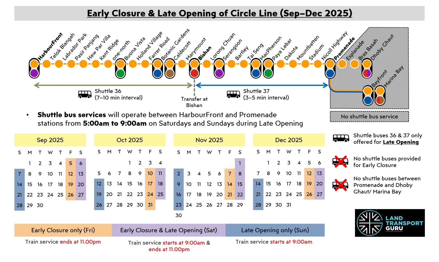 Early Closure & Late Opening of Circle Line (Sep–Dec 2025) | Land ...