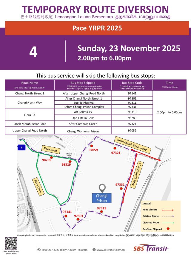 SBS Transit Temporary Route Diversion Poster for Yellow Ribbon Prison ...