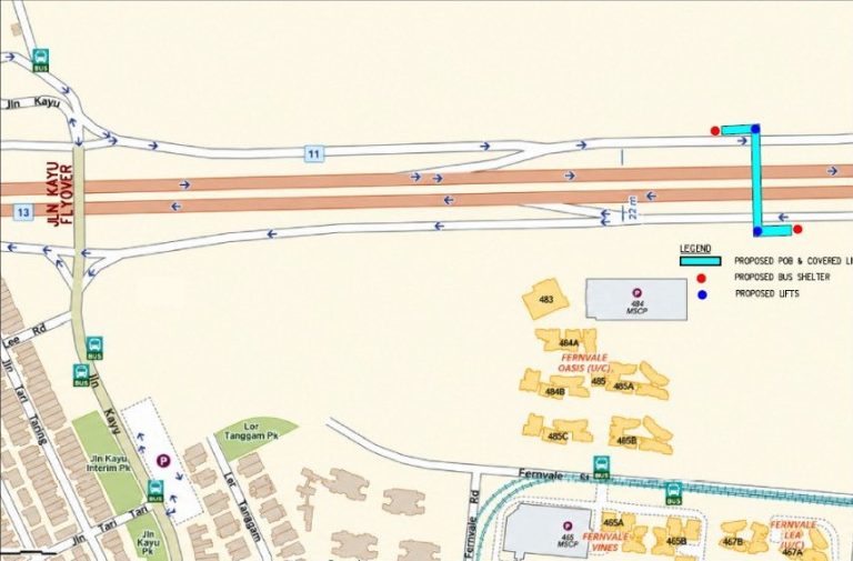 New pair of bus stops near Jalan Kayu Flyover (Image: LTA) | Land ...